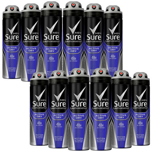 Sure Men Anti Perspirant 48H Protection Active Dry Deodorant, 12 Pack ...