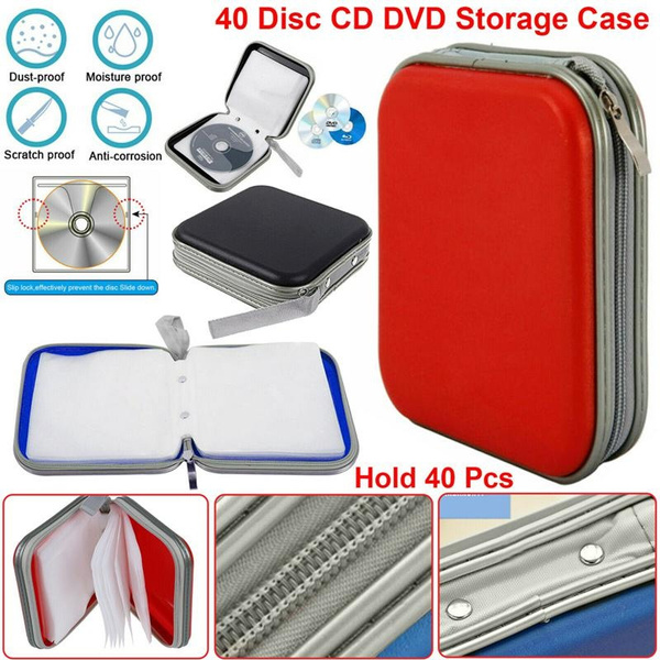 Black Blue Red 40 CD DVD Carry Case Disc Storage Holder CD Sleeve ...
