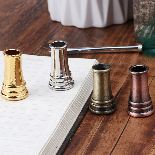Vintage Feather Quill Dip Pen Holder Metal Fountain Pens Stand Office ...