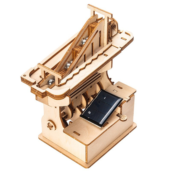 DIY Solar Power Marble Run Track Stairs Ball Wooden Science Educational ...