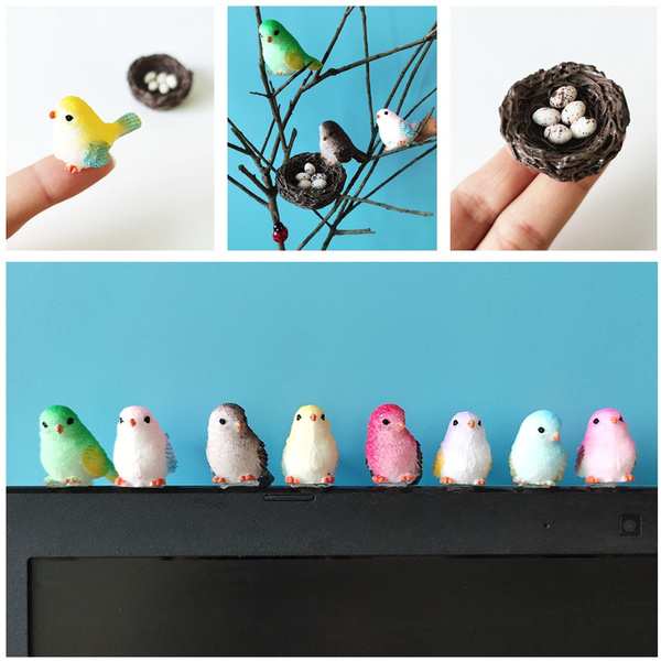 Mini Resin Birds Cute Sparrows Bird's Nest Mini Bird's Eggs 1:12 Scale ...