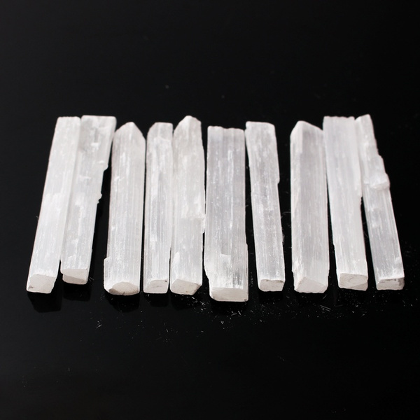 10pcs Natural White Selenite Crystal Stick Chips Gypsum Quartz Rough ...
