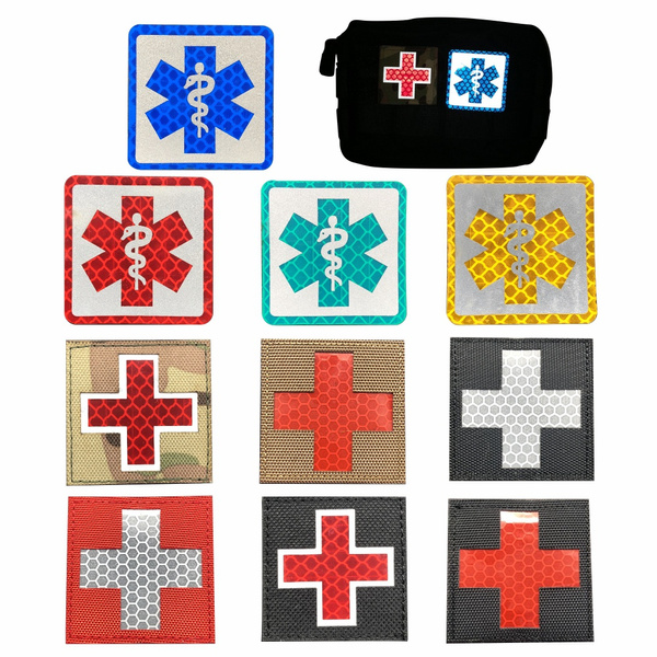 Medic Red Cross Reflective IR Patches Armband Badge Applique Embellishment First Aid Tactical ...