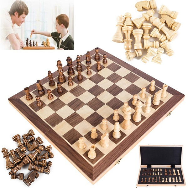 Indoor Game Toys Magnetic Chess Set Wooden Chess Board Foldable Board ...