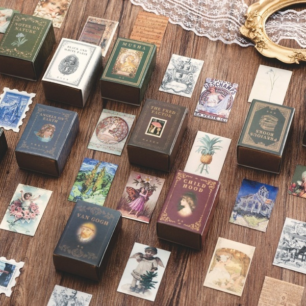 100 PCS Non-repeating Butter Paper Material Paper Retro Oil Painting ...