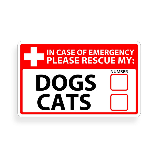 Dog Cat Emergency Pet Alert 911 Rescue Window Sticker First Rescue Fire ...