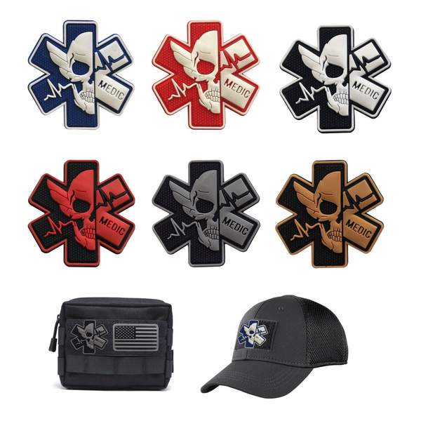Medic Skull PVC Patch Emblem Armband Badge First Aid Wings Applique ...