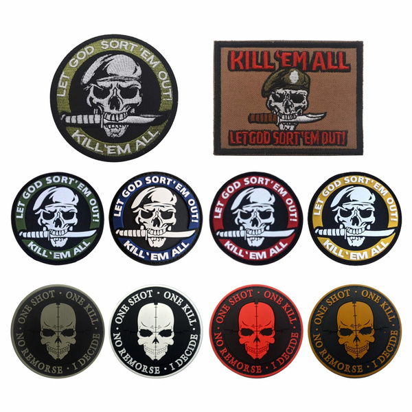 Skull PVC Patch One Shot One Kill Armband Badge Applique Embellishment ... Skull PVC Patch One Shot One Kill Armband Badge Applique Embellishment ...