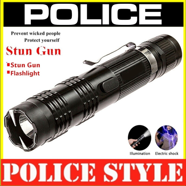 POLICE Stun Flashlight 3 In 1 Self-defense Electric Shock Portable LED ...