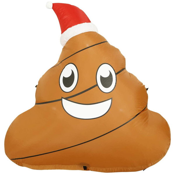 Holidayana 4 Ft Tall Giant Inflatable Poop Emoji Winter Holiday Yard ...