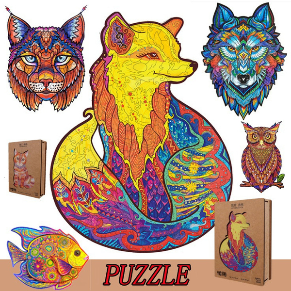 New Puzzle Alien Wooden Puzzle Toy Mysterious Lion Fox Alien Wooden ...