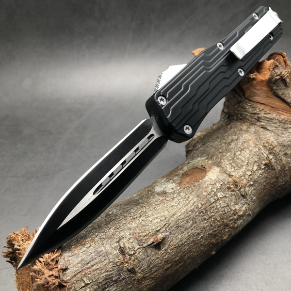 Double Action Switch Straight Out Junping Knife Military Dagger Combat ...