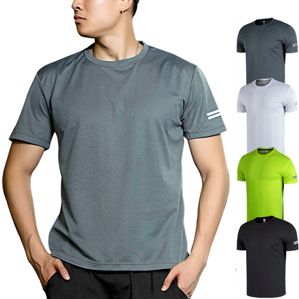Quick Dry Workout Running Shirt Compression Fitness Tops Breathable Gym ...