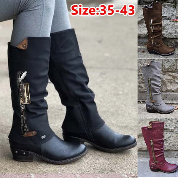Women's Fashion Pocket Boots Winter Martin Boots Knightly Boots Size 35 ...