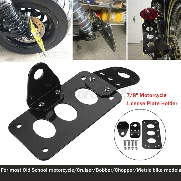Motorcycle Metal Side Mount License Number Plate Holder Tail Light ...