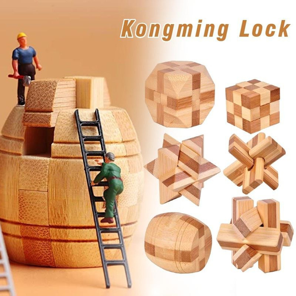 1pc 3D Wooden Puzzles Kongming Lock IQ Test Toy | Wish
