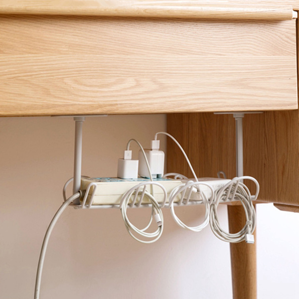 Home No Drilling Under Table Wire Organizer Hanging Shelf Socket Holder ...