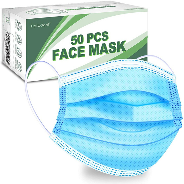 Disposable Face Masks 50 PACK 3 Ply Protection Safety Mask for Dust Air ...