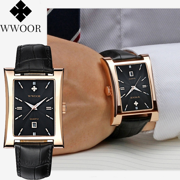 2020 New Section Square Hand Table Men's Watches Brands Black Leather ...