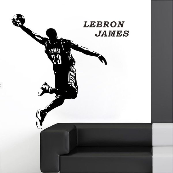 Removable LeBron James Wall Sticker Basketball Fans Kids Room Decal ...