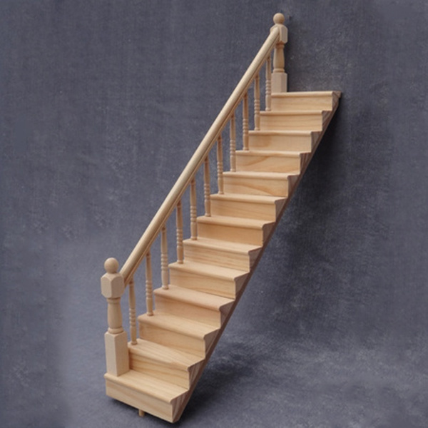 1:12 Dollhouse Miniature Pre-Assembled Wooden Staircase Stair Step with ...