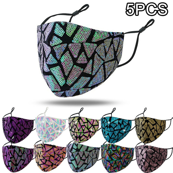 New Fashion Sequin Glitter Fabric Face Mask Shiny Bling Face Mask ...