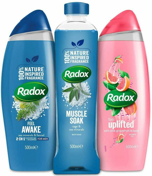 Radox Feel Awake & Feel Uplifted Shower Gel With Muscle Bath - 500ml ...