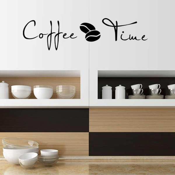 Wall Art Decals Coffee Time Wall Sticker For Kitchen Bar PVC Wall Paper ...