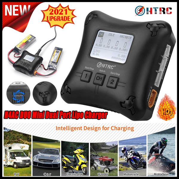 2021 NEW UPGRADE RC Charger HTRC H4AC DUO Mini Dual Port Lipo Charger ...