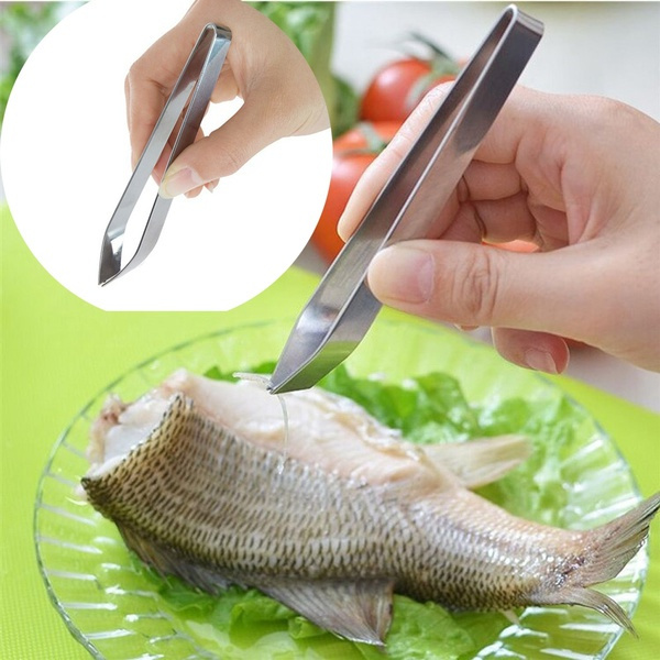 Stainless Steel Fish Bone Tweezers Seafood Tool Kitchen Tweezer Pull ...