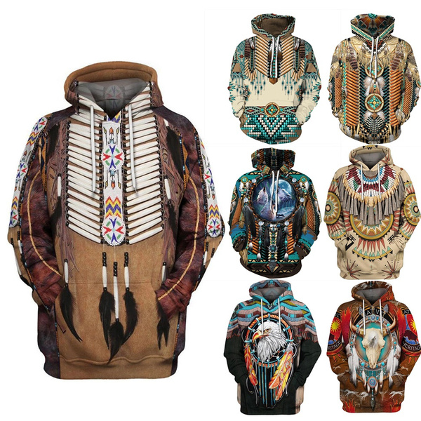 Indian Chief Native Tribal Totem Ethnic Hippie Men Women Pullover ...