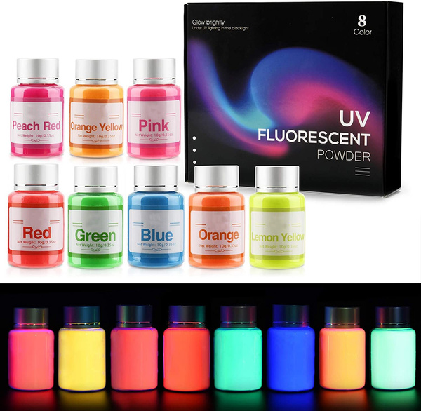 8 Color UV Fluorescent Powder, Neon UV Glow Powder,Safety Pigment ...