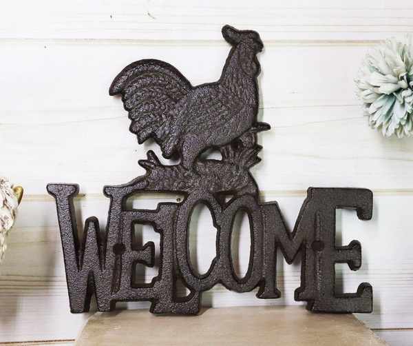 Rustic Country Farm Rooster Chicken Welcome Sign Wall Decor Cutout ...