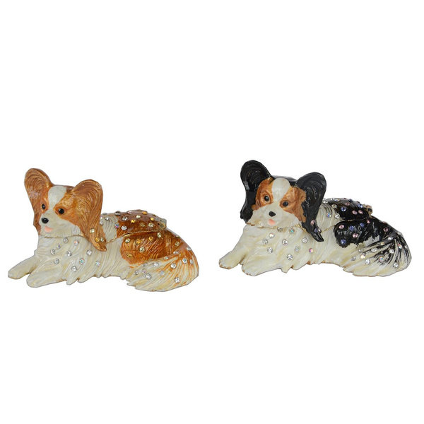 Papillon Dog Crystal Bejeweled Trinket Box Handmade Jewelry Boxes Dog ...