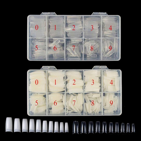 1000 PCS Fake Nail Tips Lady French Acrylic Nail Kit Powder and Liquid ...