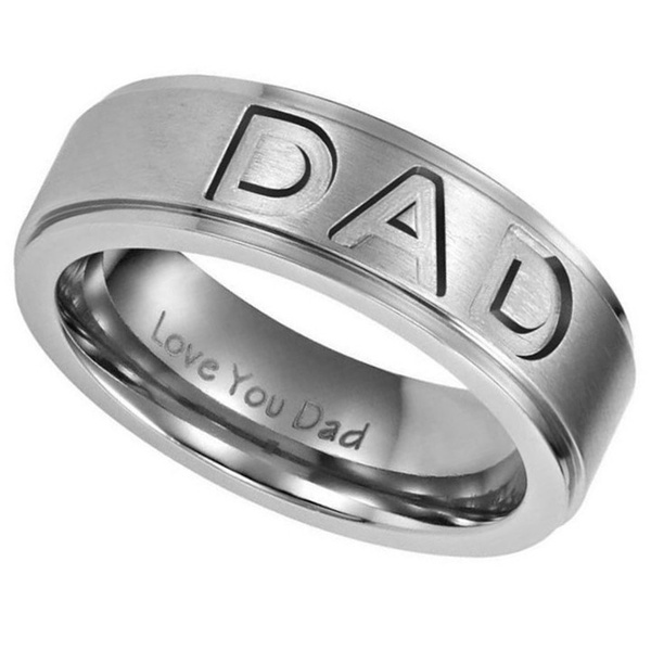 Engraved Love You Dad Stainless Titanium Steel Band Father's Ring DAD ...