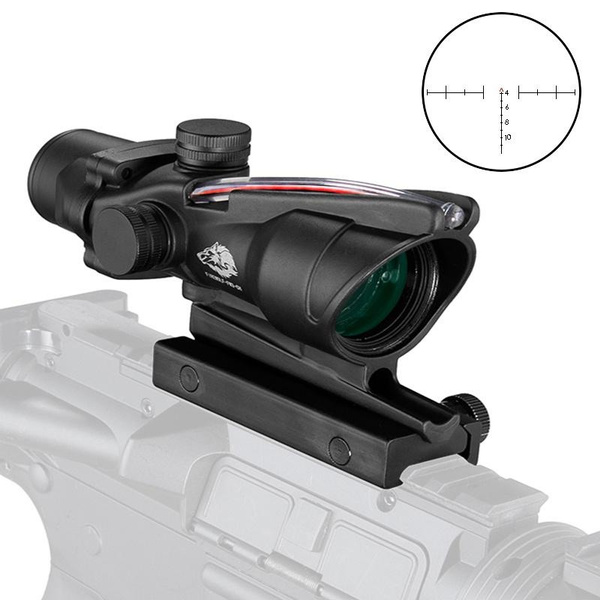 Fire Wolf Red Dot 4X32 Tactical Rifle Scope Real Fiber Optics Green Red ...