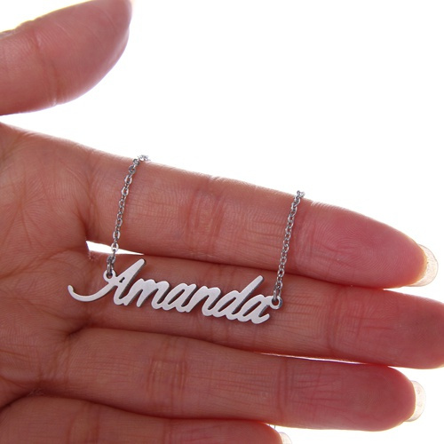 Amanda Name Necklace Name Tag Necklace Cursive Words Necklace in Gold ...