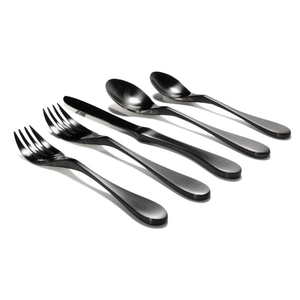 Knork Titanium Coated Steel 5 Pc Modern Flatware Silverware Cutlery Set ...
