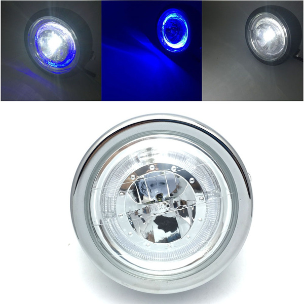 6.5" Motorcycle Angel eyes headlight Round LED headlights 12V high/low ...