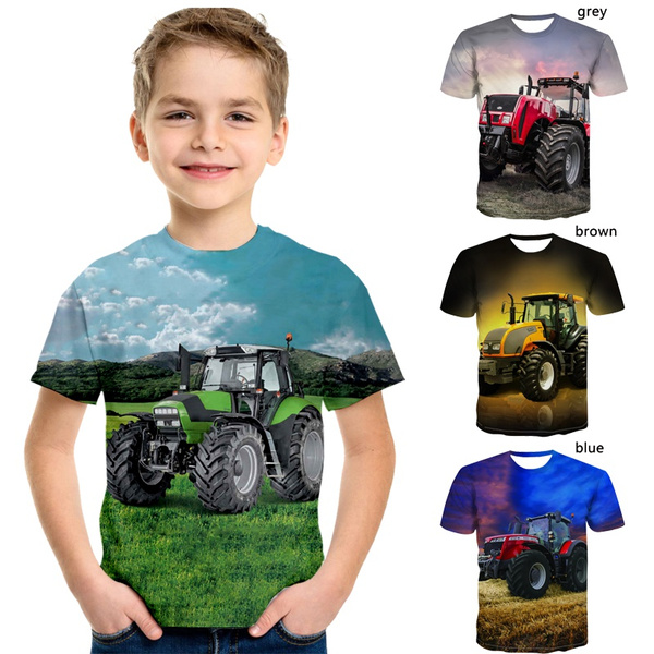 Unisex Fashion 3D Printed T-Shirt Tractor Short Sleeve Tees for Kids ...