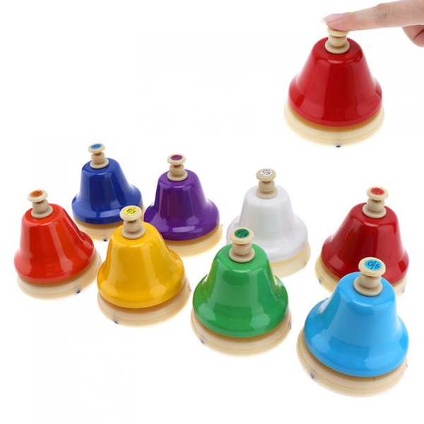 8 Note Colorful Hand Bell Set Musical Instrument Musical Toy for ...