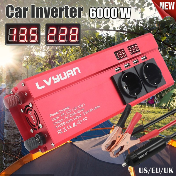 6000W DC 12V To AC 220V Large Power Inverter3 AC Outlets Frequency Car ...