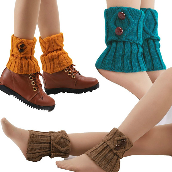 Women's Knitted Leg Cover Wool Boot Cover Short Foot Cover Warm Flap ...
