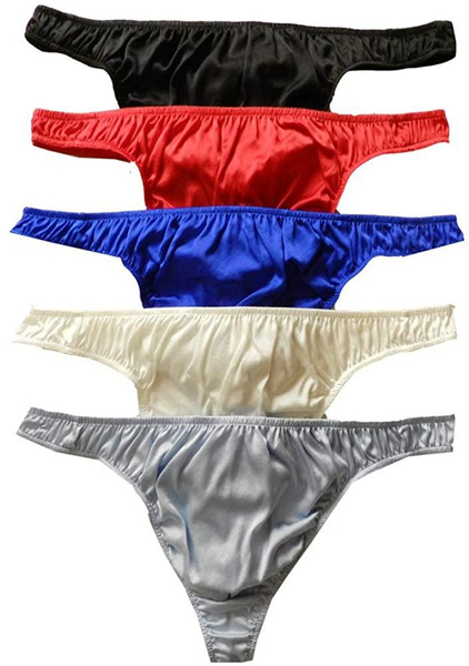 Panasilk 5pcs Sexy Men's Silk G-Strings Thongs Silk Panties Size S M L ...