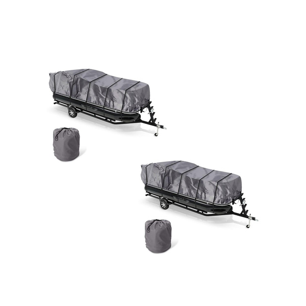 Pyle Armor Shield Universal 21 to 24 Foot Pontoon Canvas Boat Cover (2 ...