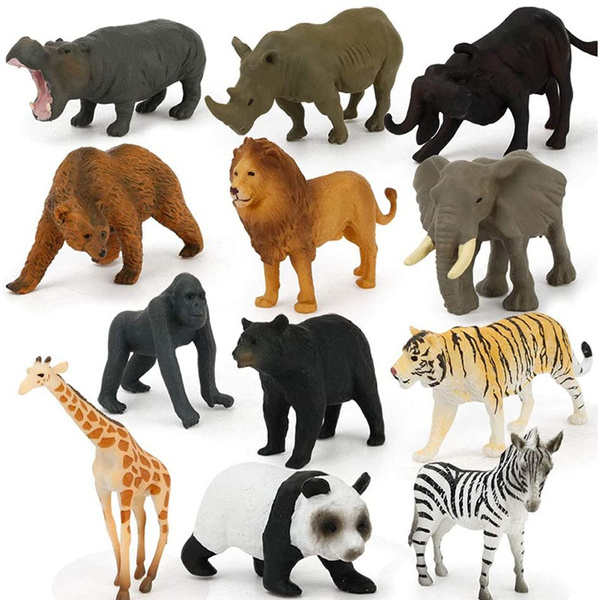 12 Piece Wildlife Animals Action Figure Realistic Animals Action Model ...