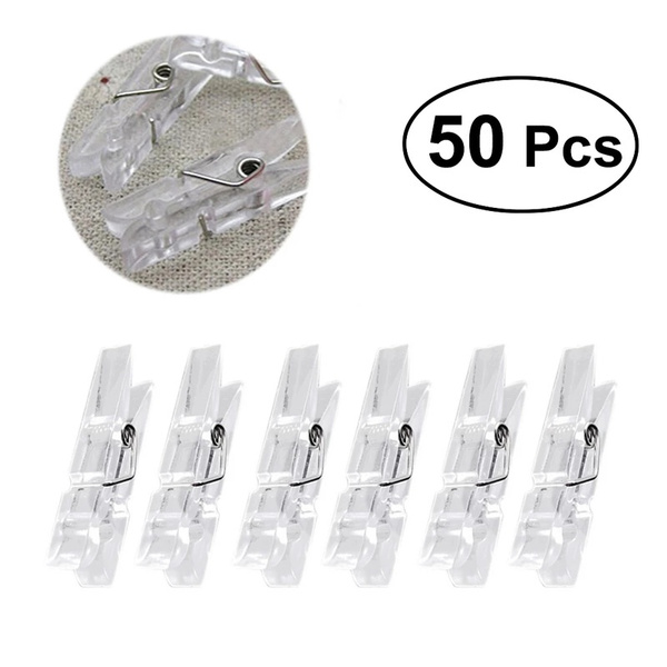 50Pcs Mini Transparent Plastic Utility Paper Photo Clip Clothespins ...