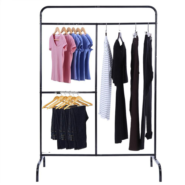 Simple Houseware Heavy Duty Double Rail Clothing Garment Rack, Chrome ...