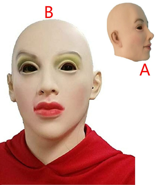 Sissy Latex female mask full head hood mask with green eyes custom mask ...